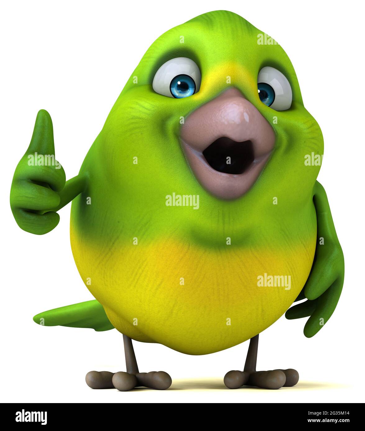 Fun green bird - 3D Illustration Stock Photo - Alamy