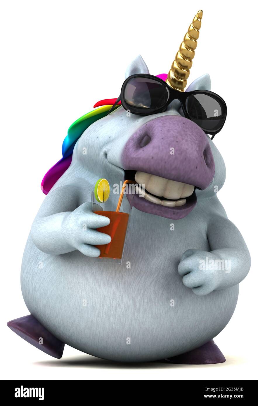 Fun unicorn - 3D Illustration Stock Photo - Alamy