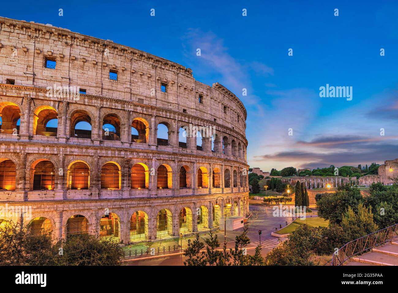 Rome Italy night city skyline at Rome Colosseum empty nobody Stock ...