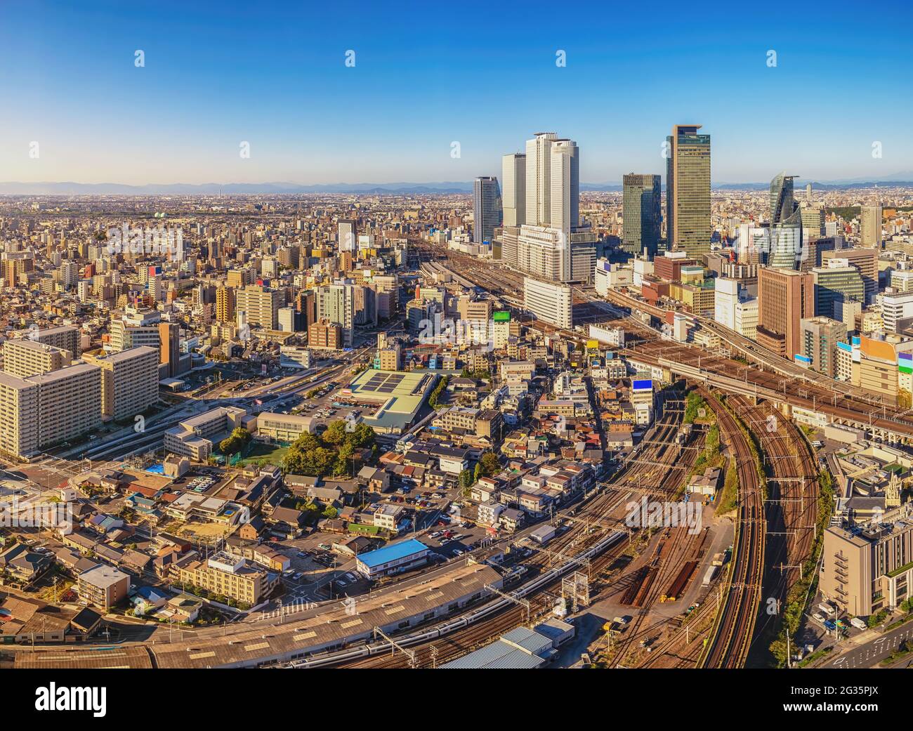 Nagoya Japan, city skyline at Nagoya railway station and business ...