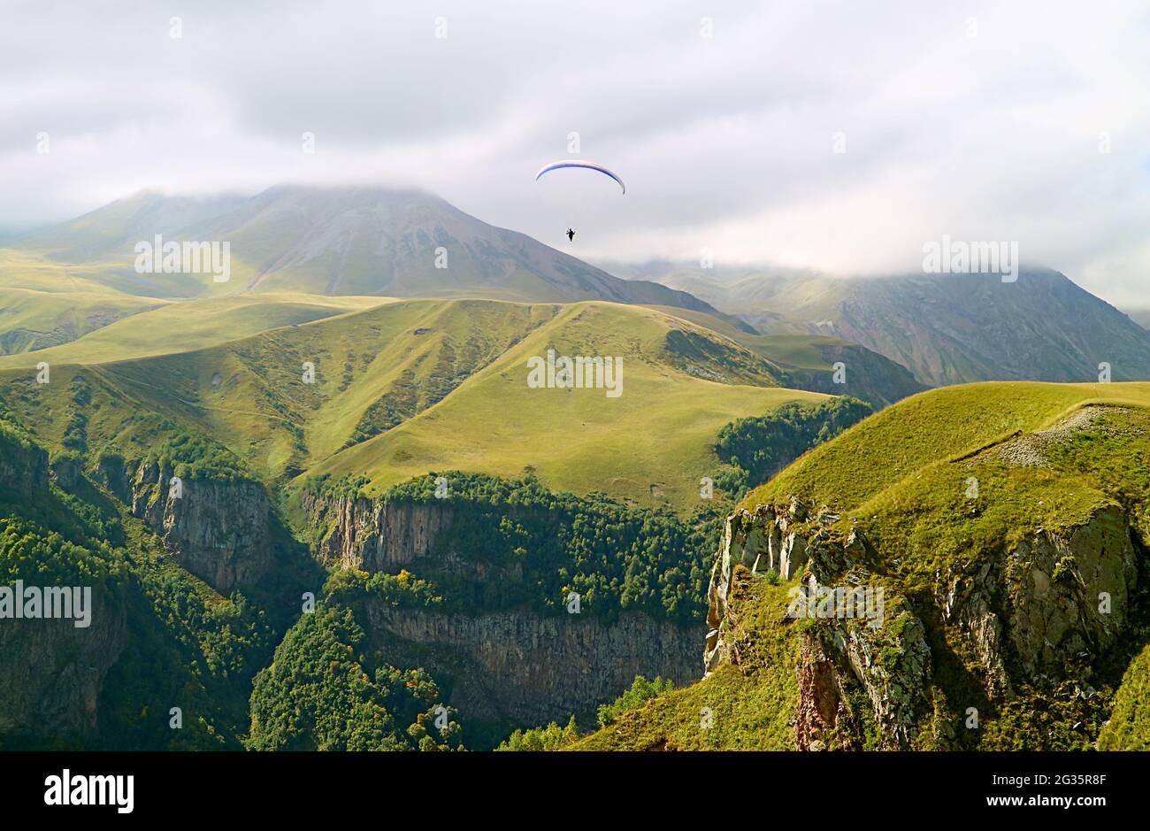 Paragliding over the Lush Caucasus Mountain Ranges, Georgian Military ...