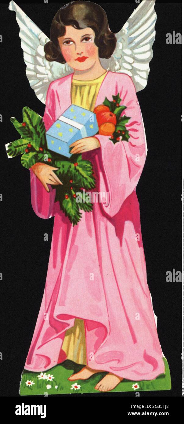 Christmas, angel, full length, scrap picture, chromolithograph, 20th ...