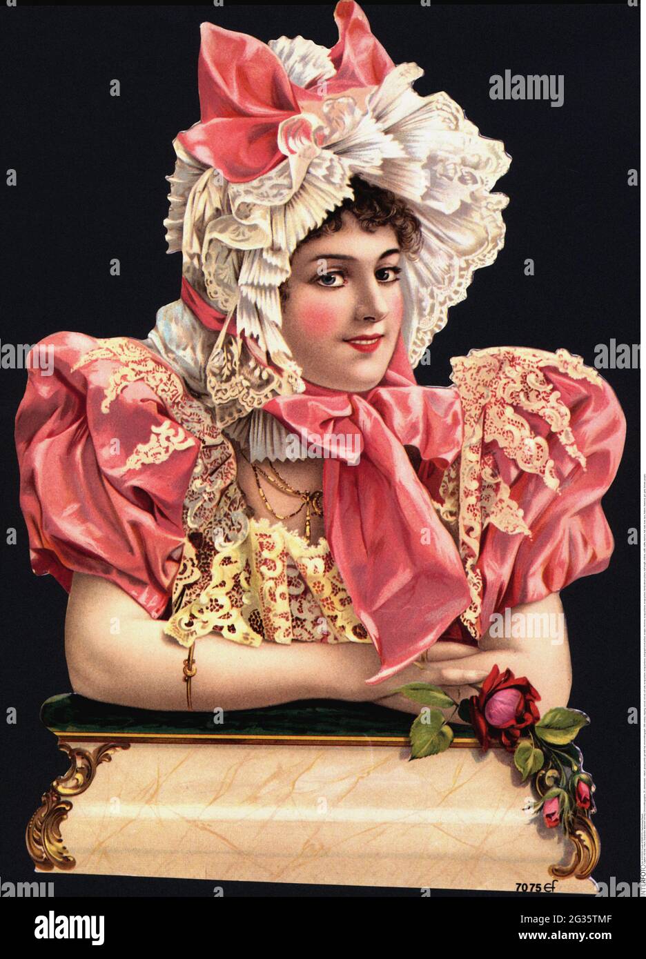 kitsch, glossy prints, girl with hat, chromolithograph, 20th century ...