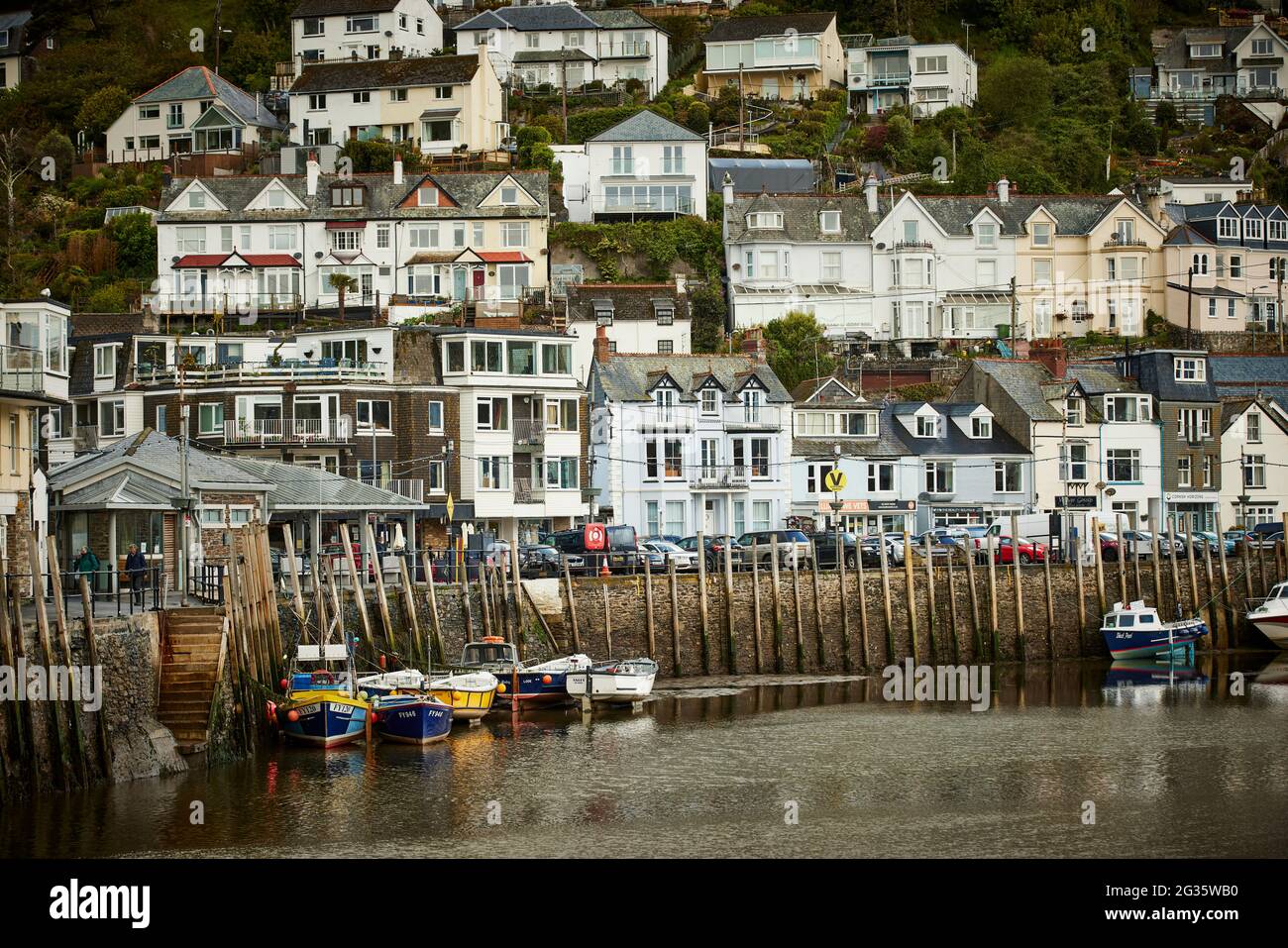 CORNISH fishing port Looe in Cornwall looe East River into the harbour ...