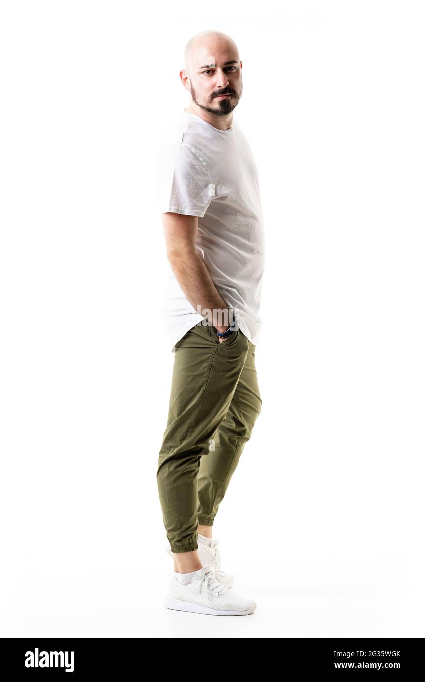 Bald Men Side View Standing