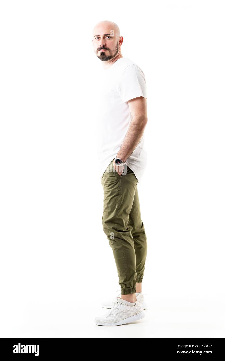 Bald Men Side View Standing