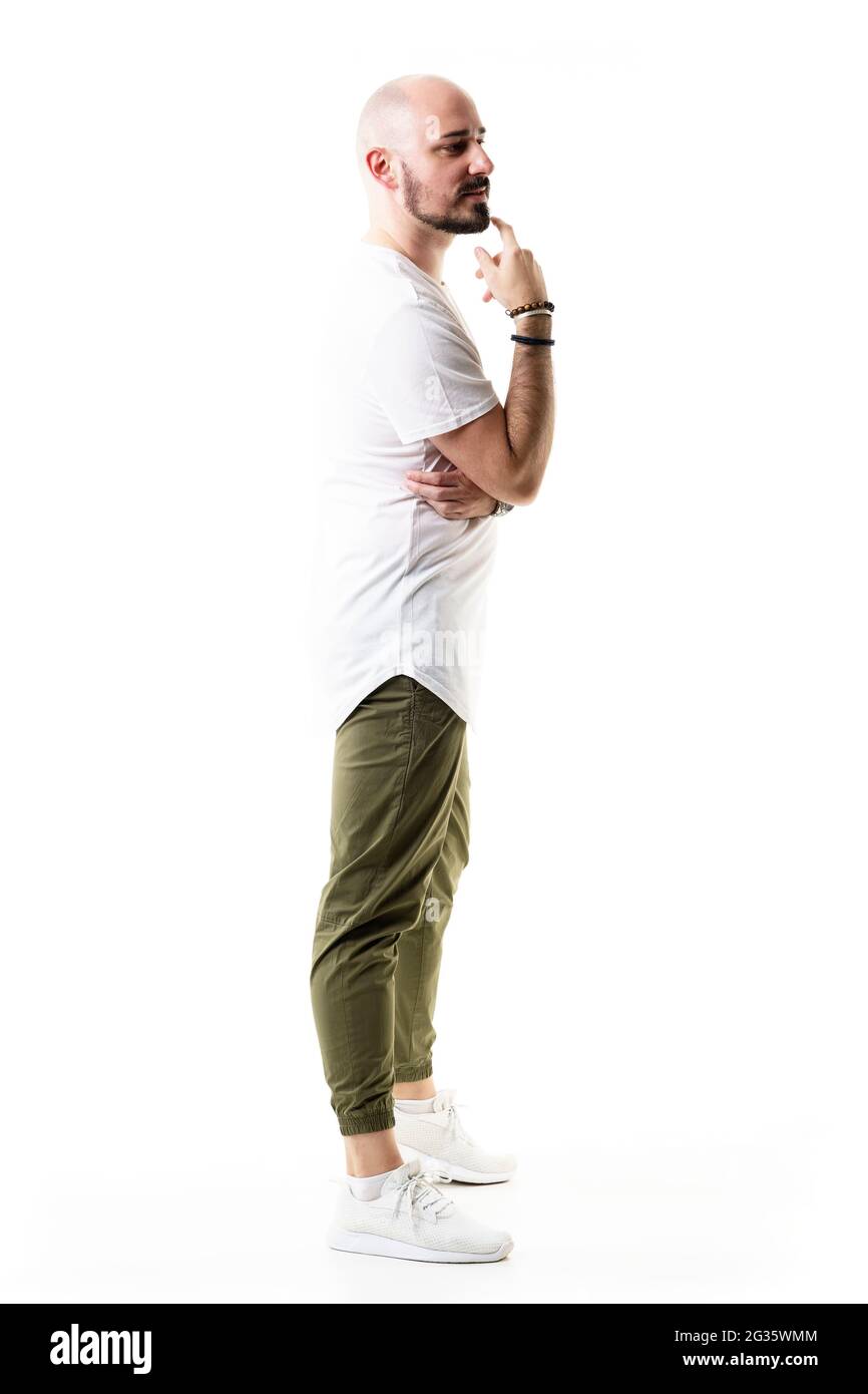 Bald Men Side View Standing