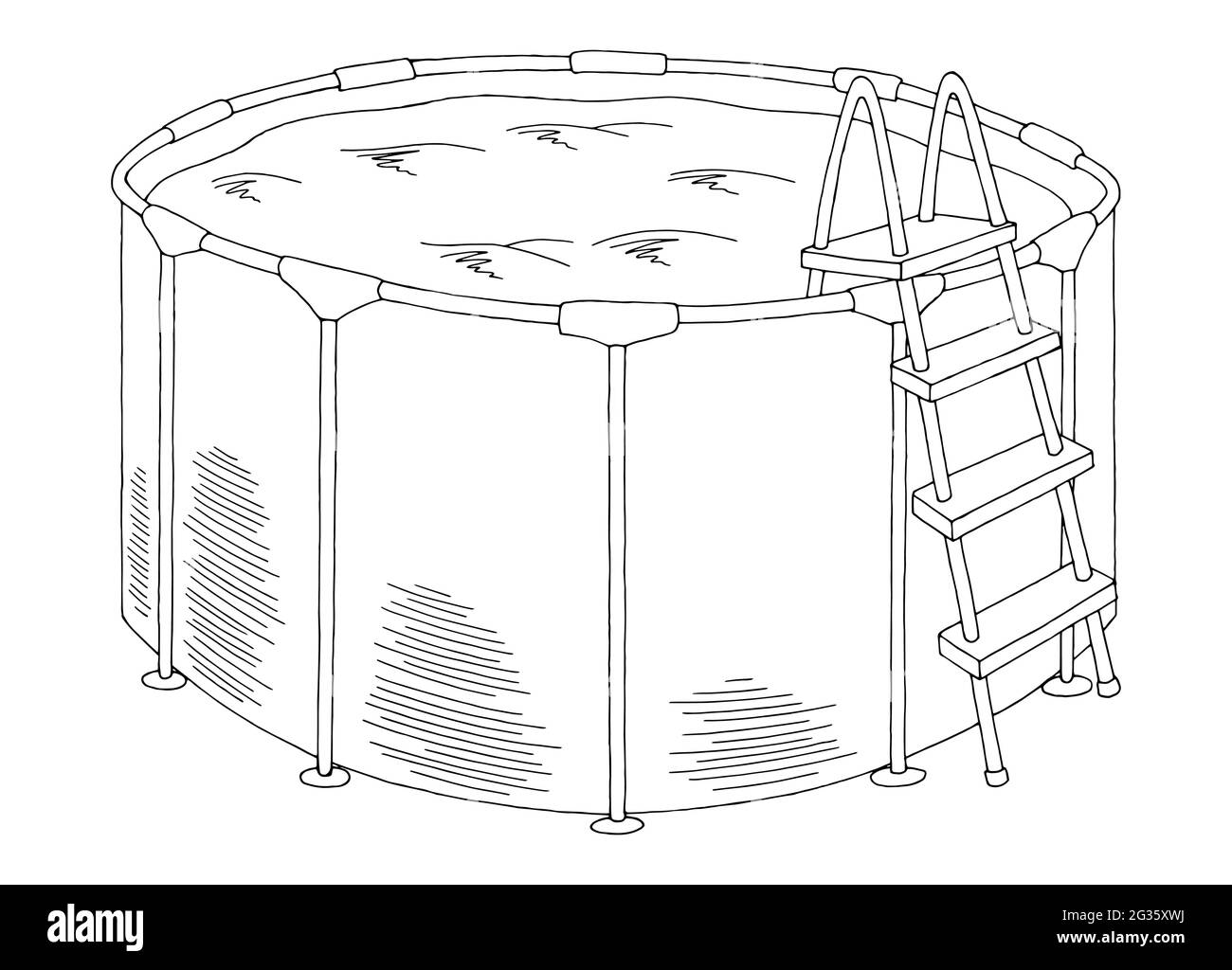 Frame swimming pool graphic black white isolated sketch illustration ...