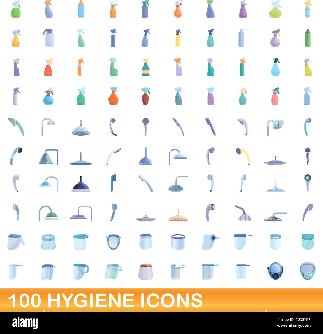 100 hygiene icons set. Cartoon illustration of 100 hygiene icons vector ...