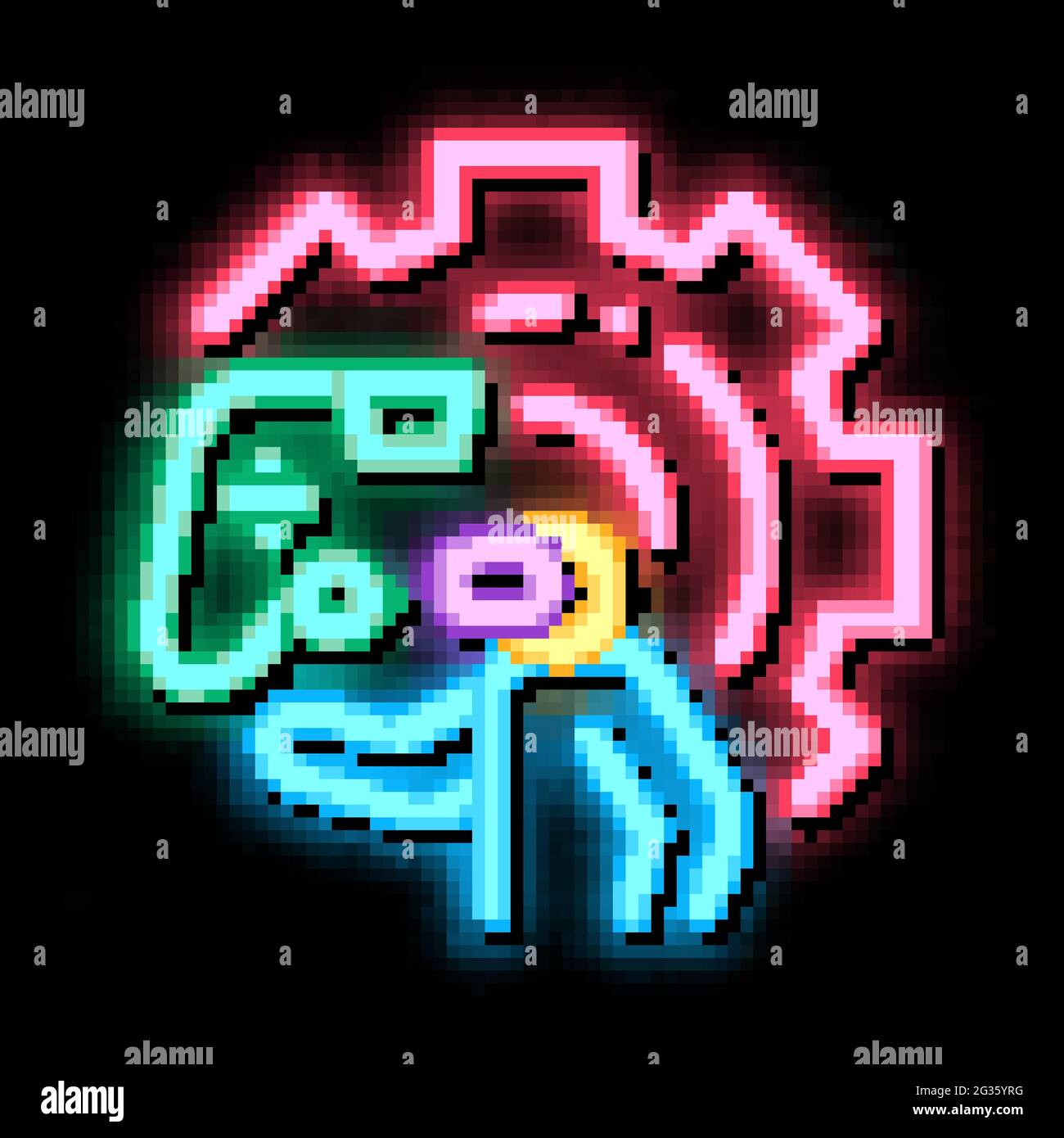 game development and testing neon glow icon illustration Stock Vector ...