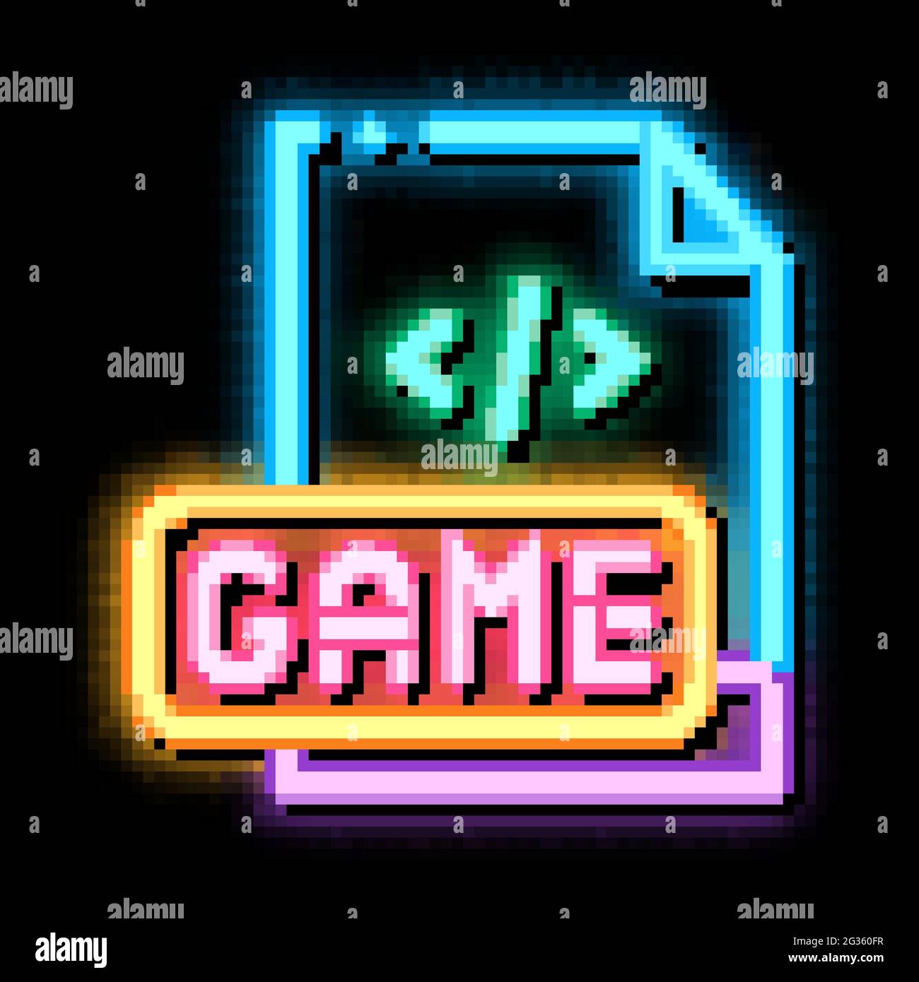 game development coding neon glow icon illustration Stock Vector Image ...