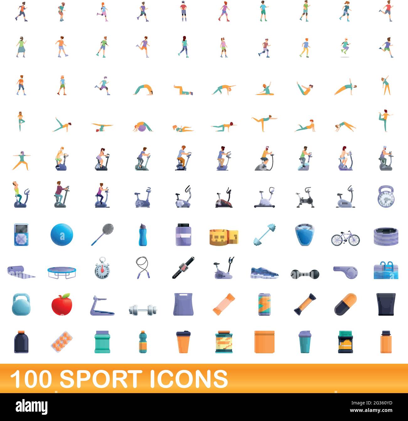 100 sport icons set. Cartoon illustration of 100 sport icons vector set ...