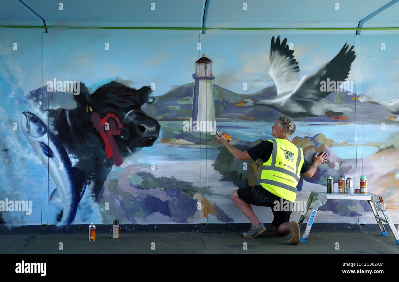 Edinburgh artist Ross Blair (aka Trench-One) adds the finishing touches ...