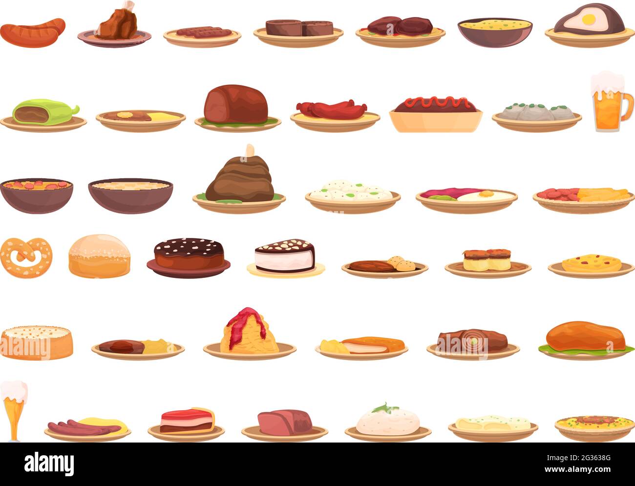 German cuisine icons set. Cartoon set of German cuisine vector icons ...