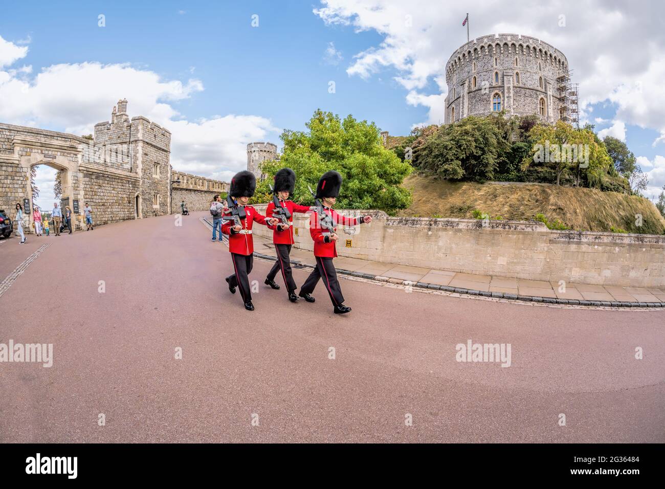 Windsor castle with castle guard near London, United Kingdom Stock ...