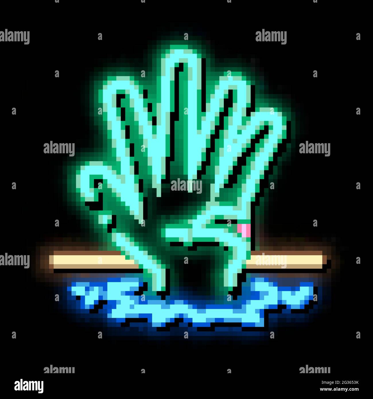 halloween hand sticking from earth neon glow icon illustration Stock ...