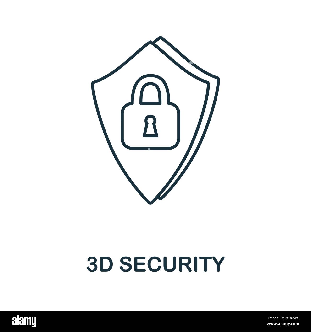 3D Security line icon. Simple outline illustration from e-commerce ...
