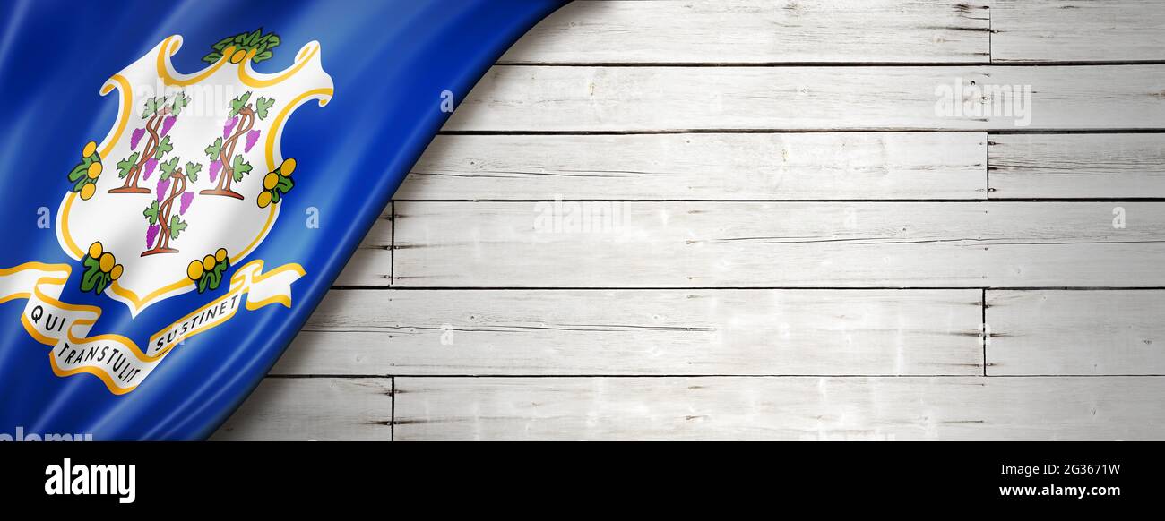 Connecticut flag on white wood wall banner hi-res stock photography and ...