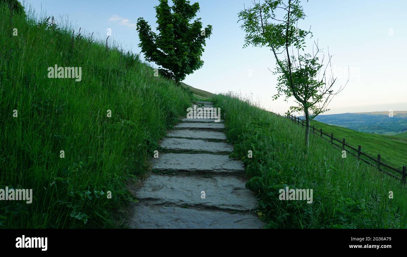 Path to Mam Tor summit trail, National Peak District Stock Photo - Alamy
