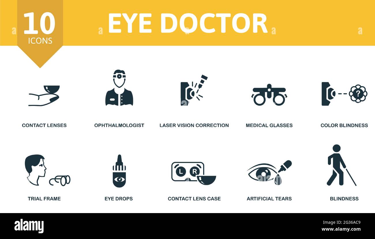 Eye Doctor icon set. Contains editable icons ophthalmology theme such ...