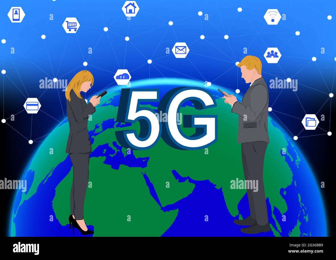 Connect all communication around the world to Global network vector ...