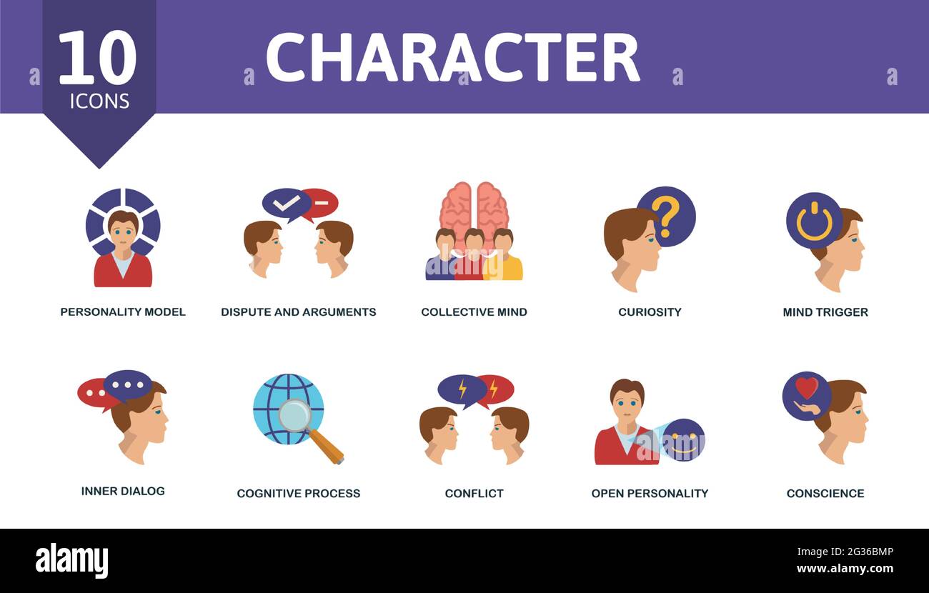 Character icon set. Contains editable icons personality theme such as ...