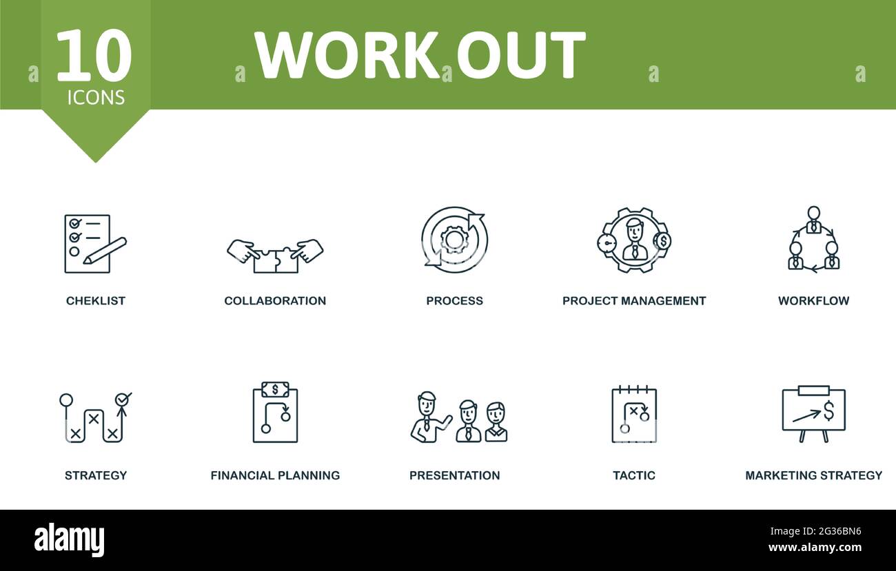 Work Out icon set. Contains editable icons planing theme such as ...