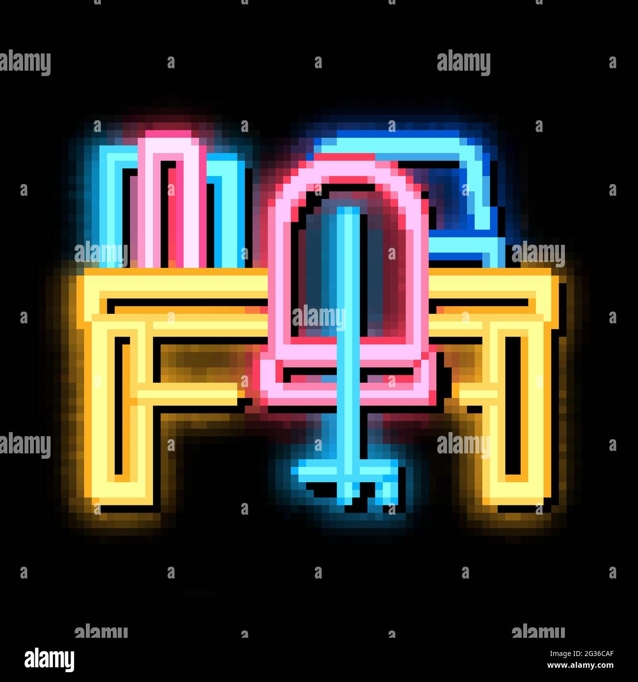 office workspace neon glow icon illustration Stock Vector Image & Art ...