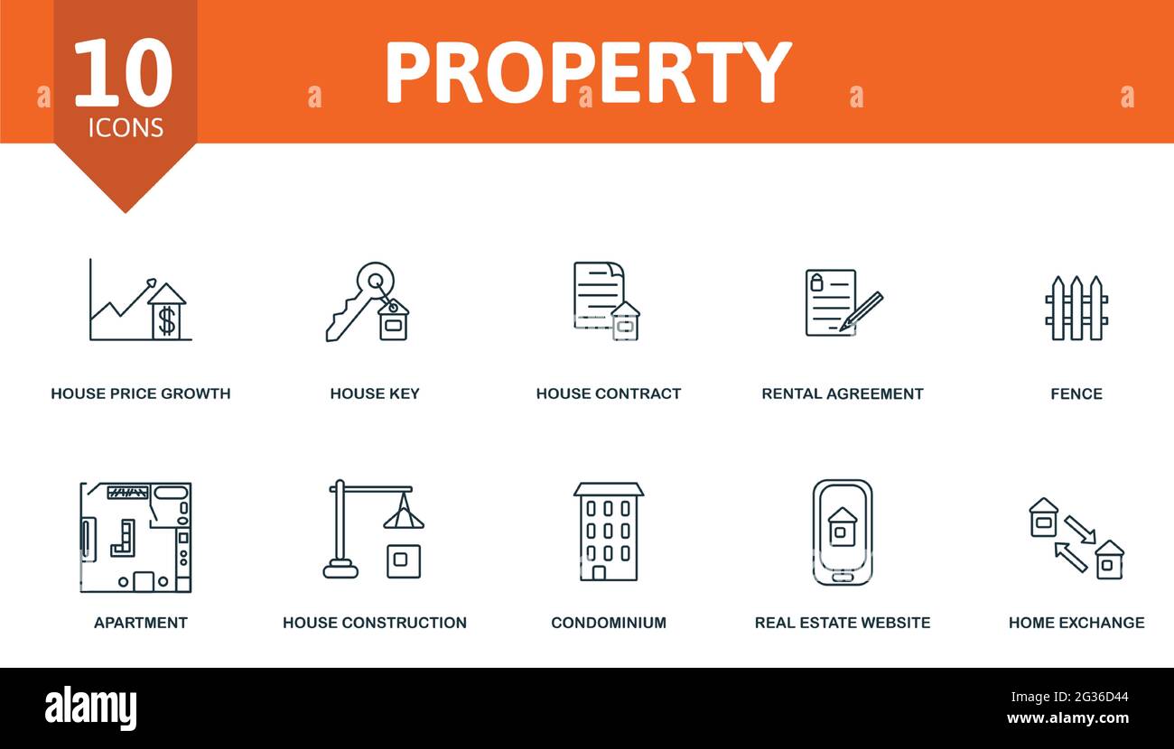 Property icon set. Contains editable icons real estate theme such as ...