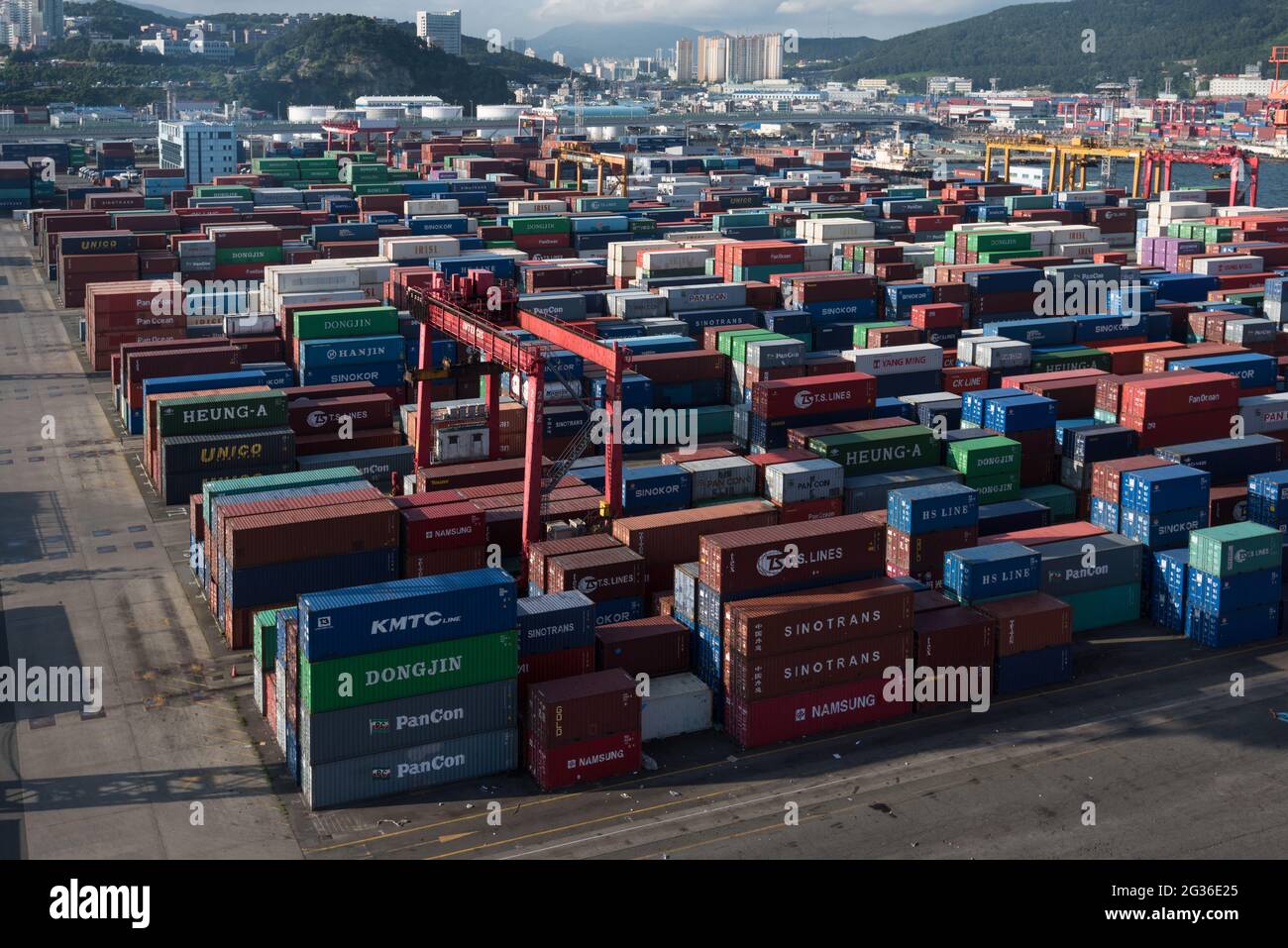 Busan, South Korea - June 30, 2016: A container terminal in Busan ...