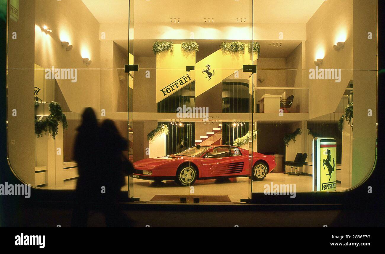 French Ferrari dealer Pozzi showroom at the debut of the Ferrari ...