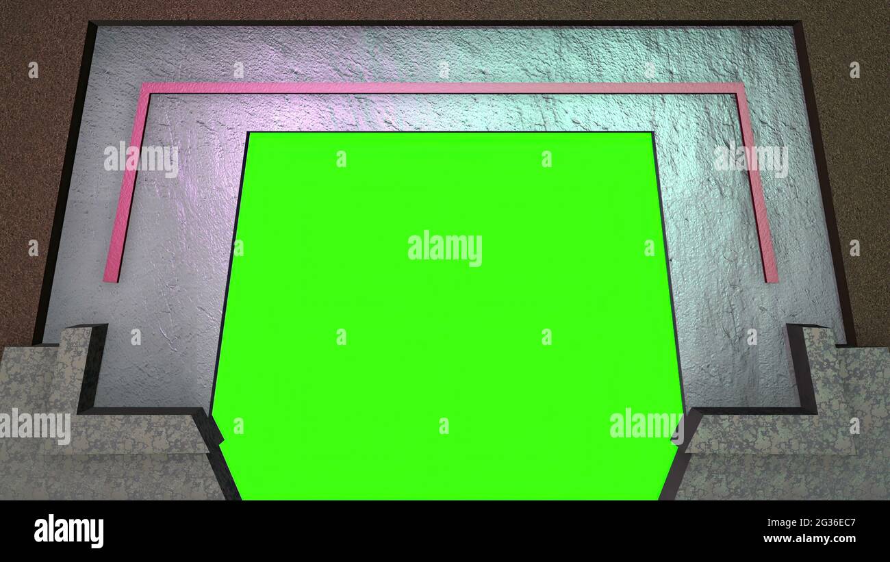 3d illustration - sci fi door opening on green screen Stock Photo - Alamy