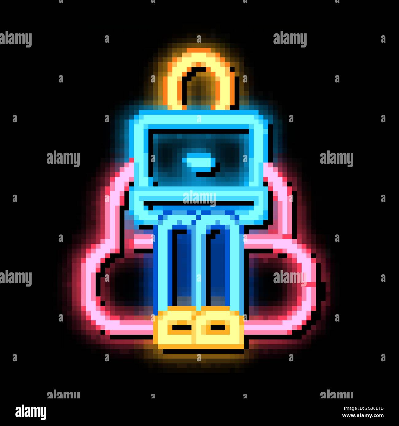 employee working with laptop neon glow icon illustration Stock Vector ...