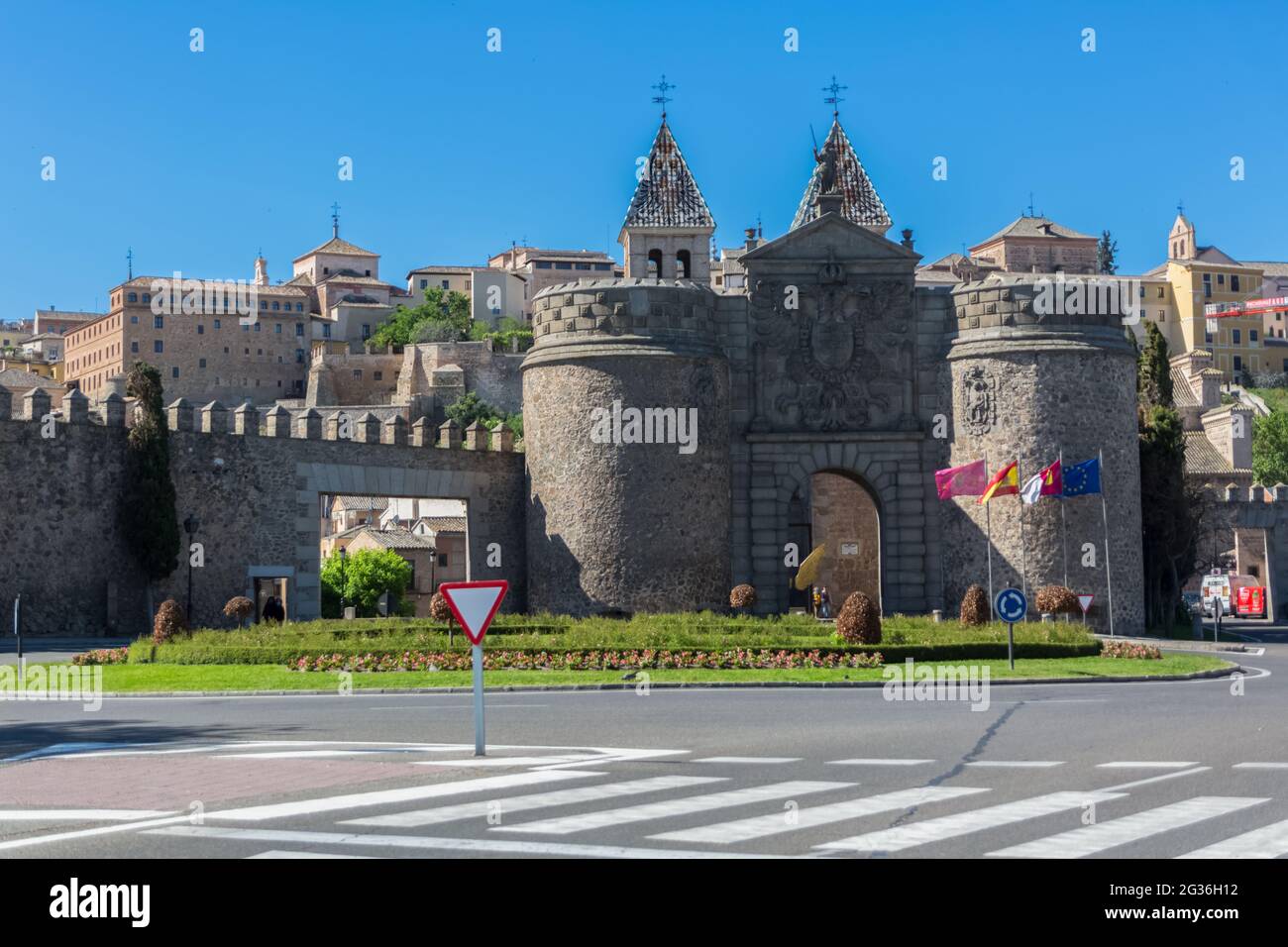 Toledo / Spain - 05 12 2021: View at the New Bisagra Gate, a monumental ...