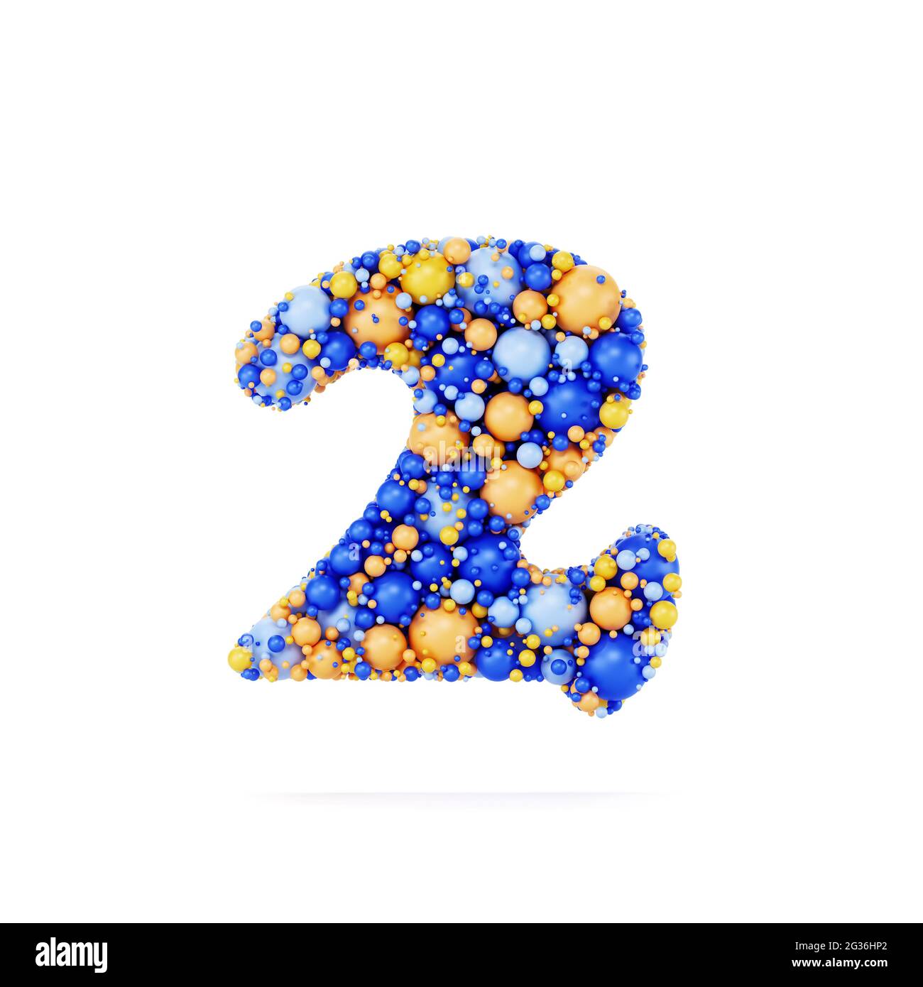 2 two number digit with colored shiny balls. Realistic 3d rendering ...