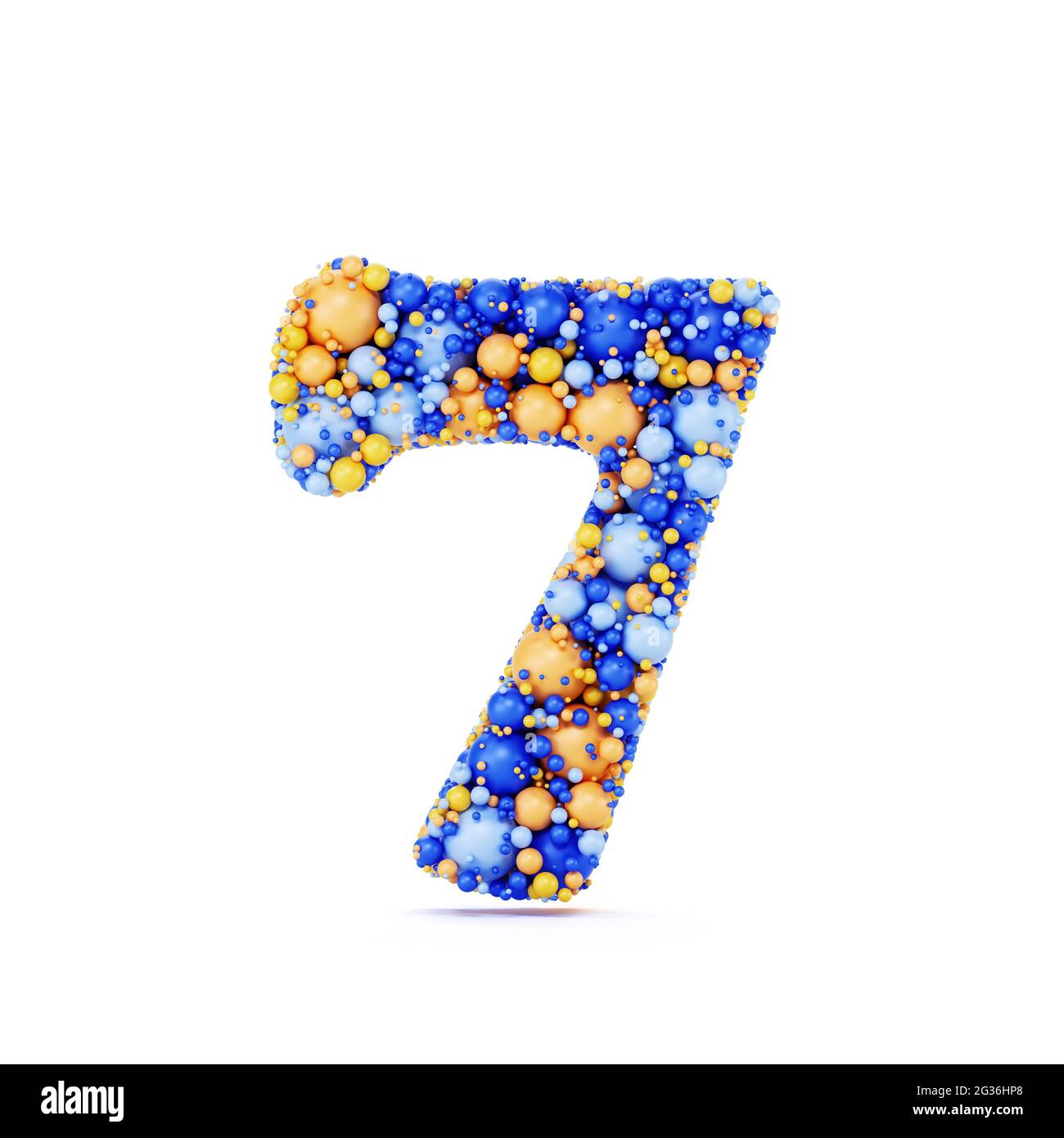7 seven number digit with colored shiny balls. Realistic 3d rendering ...