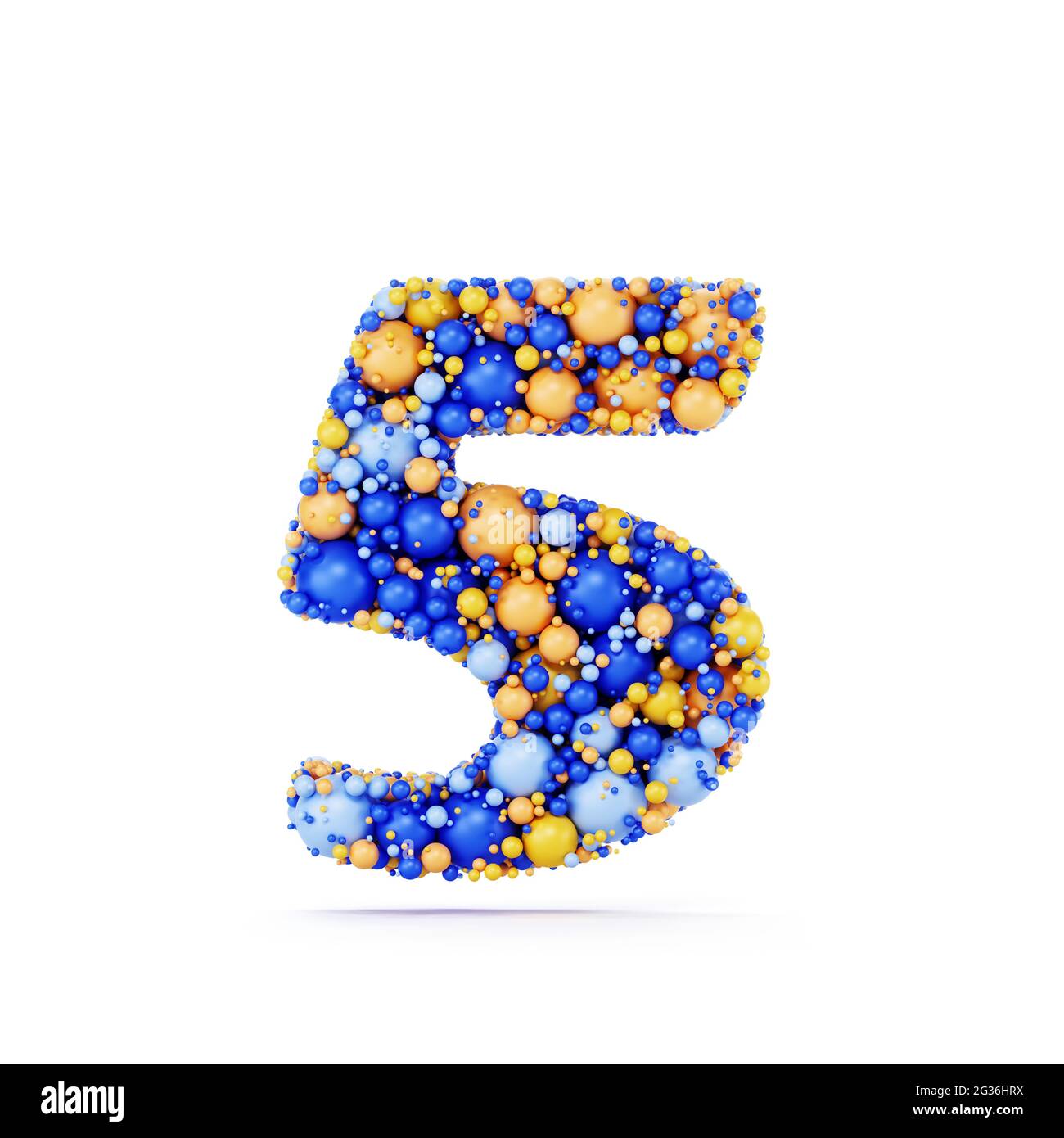 5 five number digit with colored shiny balls. Realistic 3d rendering ...