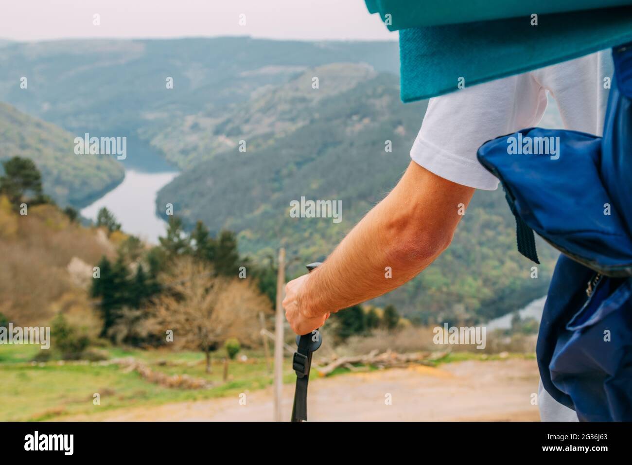 hand with walking stick outdoors Stock Photo - Alamy