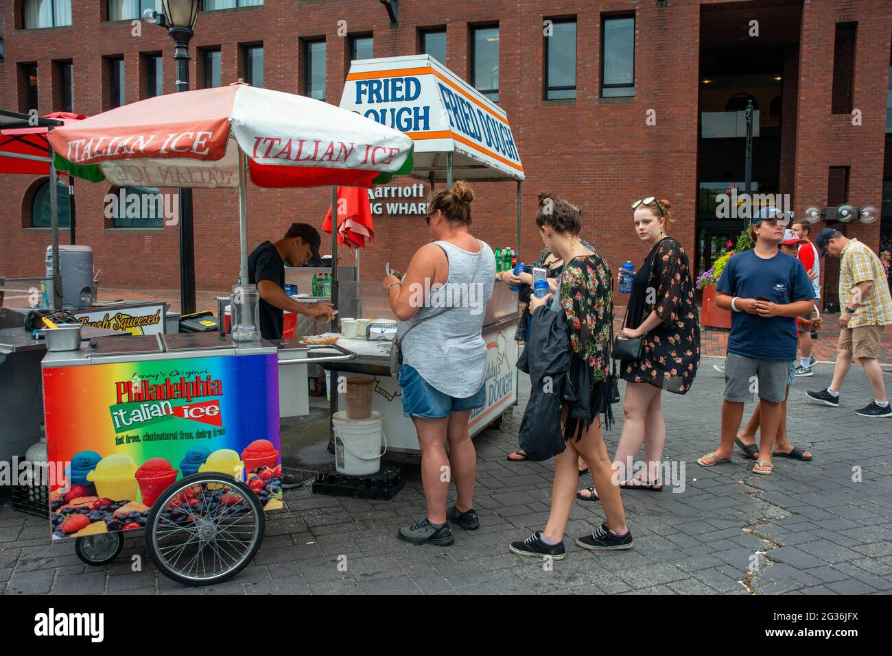 Italian ice stall in Long Wharf Christopher Columbus Park, Boston ...