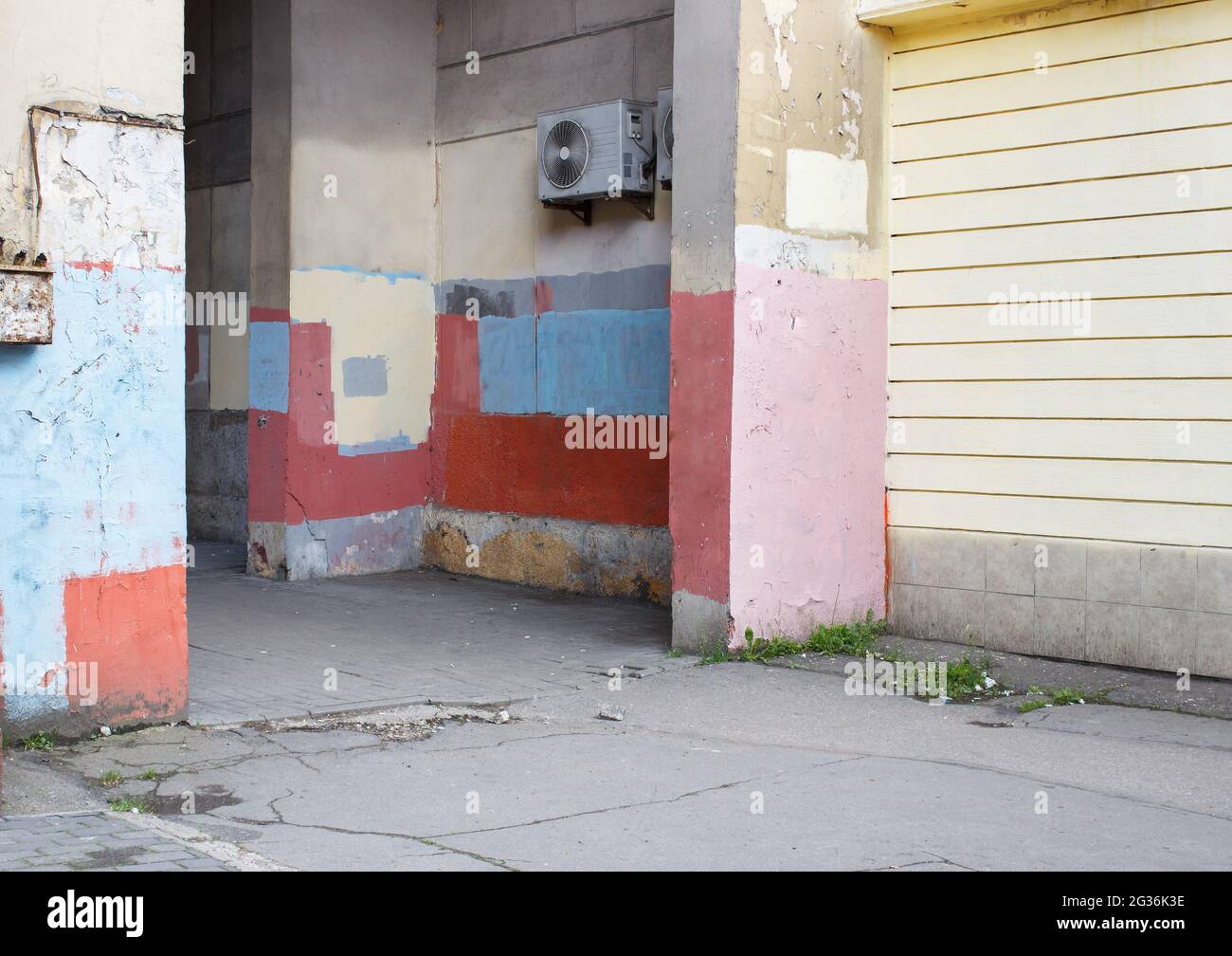 colorful walls in a poor neighborhood in the city on summer day Stock ...