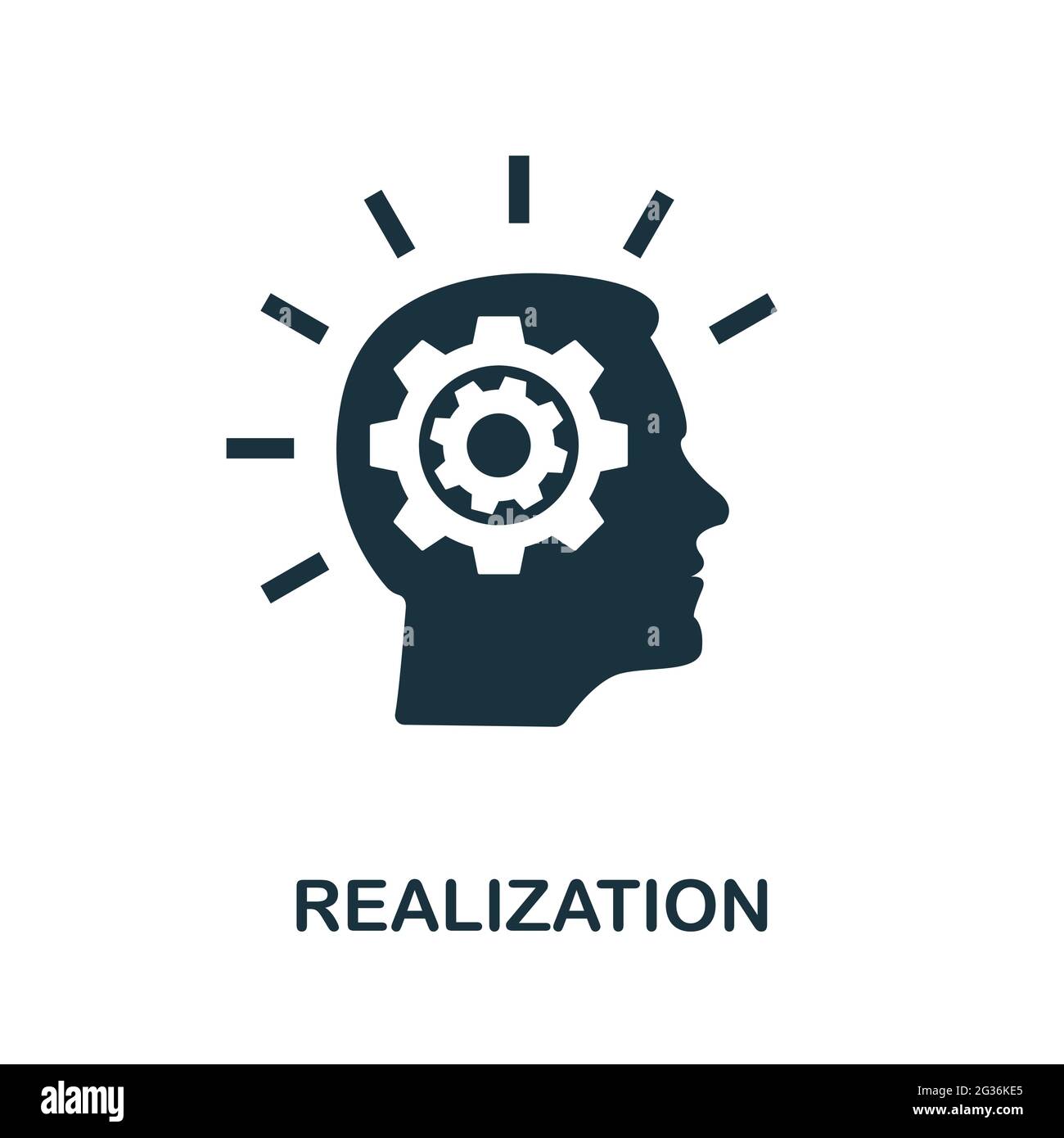 Realization icon. Simple creative element. Filled monochrome ...