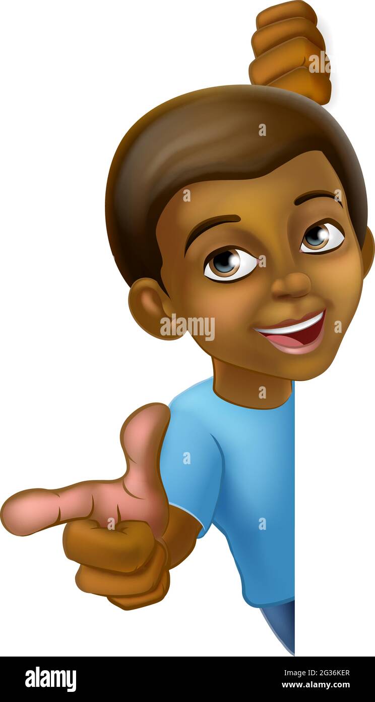 Black Boy Cartoon Child Kid Pointing Sign Stock Vector Image & Art - Alamy