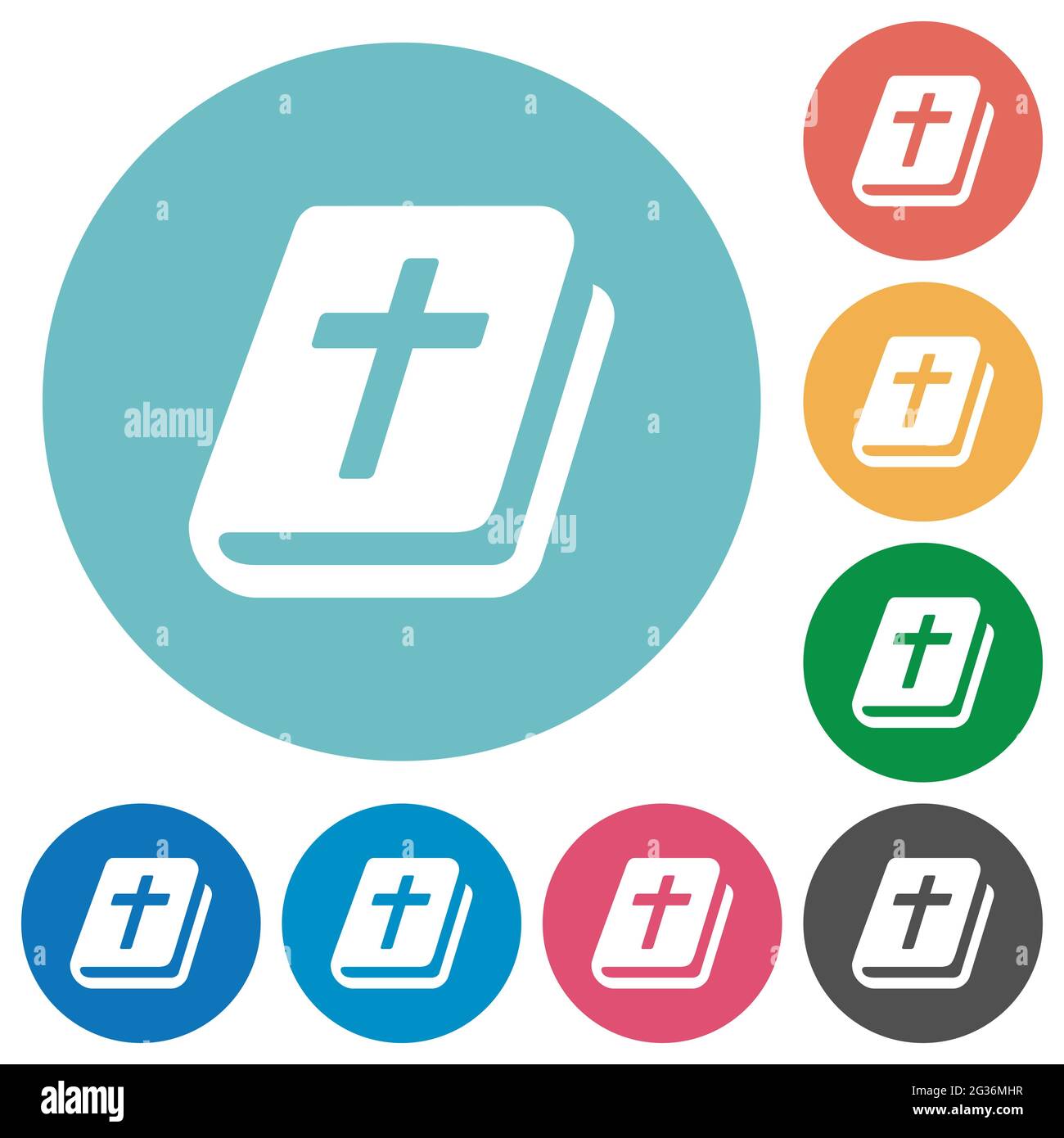 Holy bible flat white icons on round color backgrounds Stock Vector ...