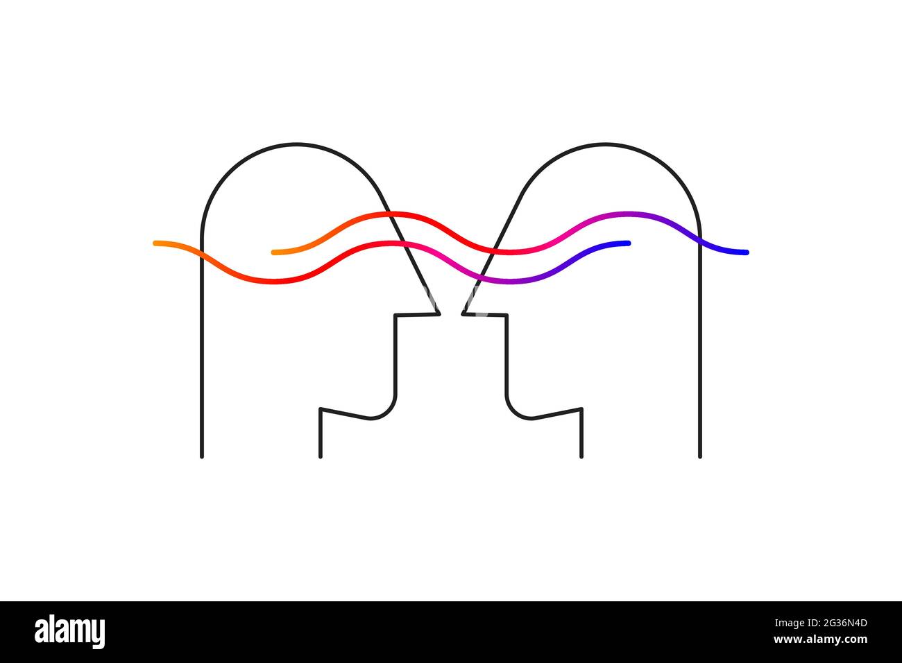 Empathy logo. Two male profiles with wave of understanding. Psychology ...