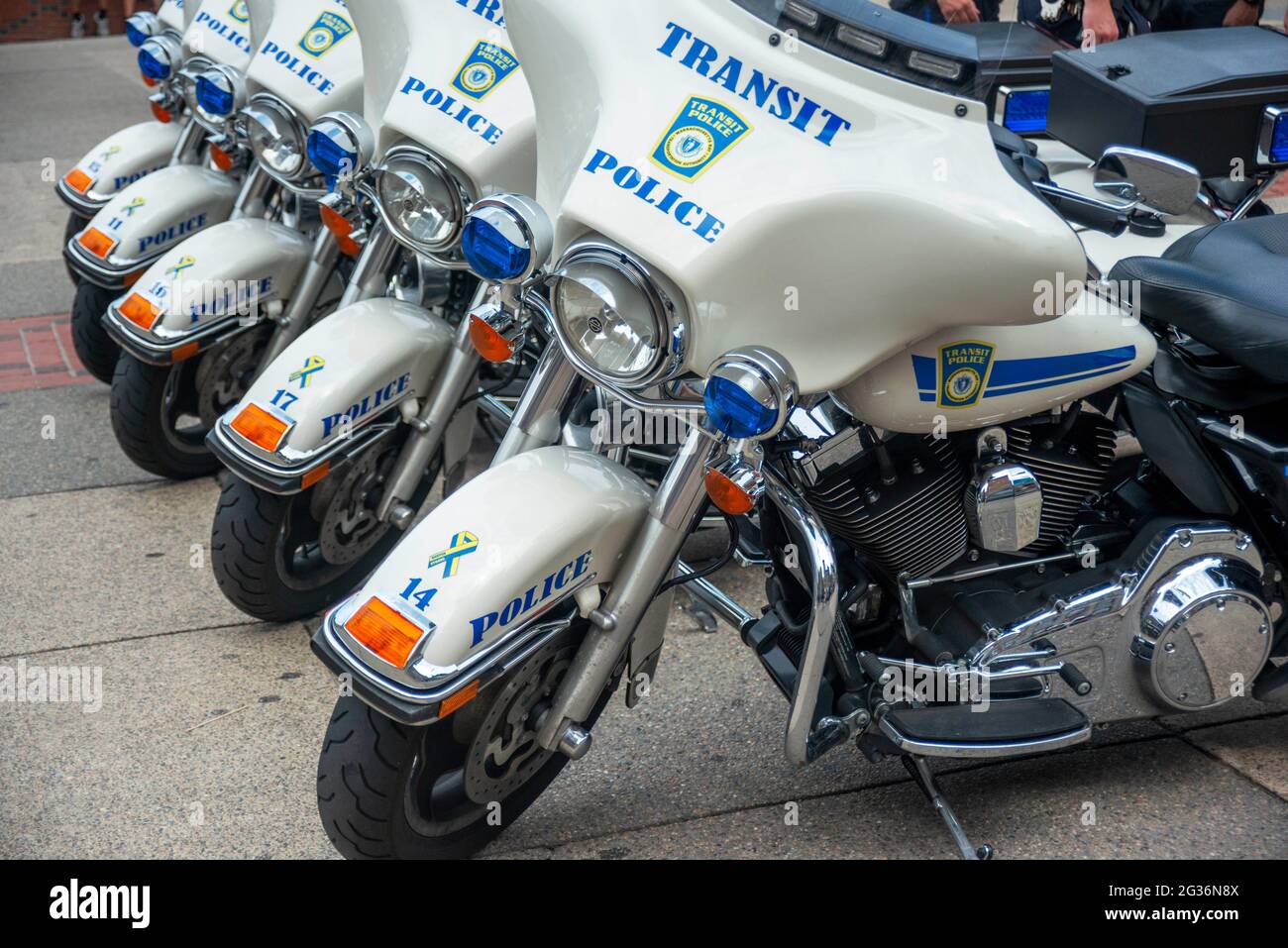 Boston Police Harley Davidson motorcycle parked in Park Street Church ...