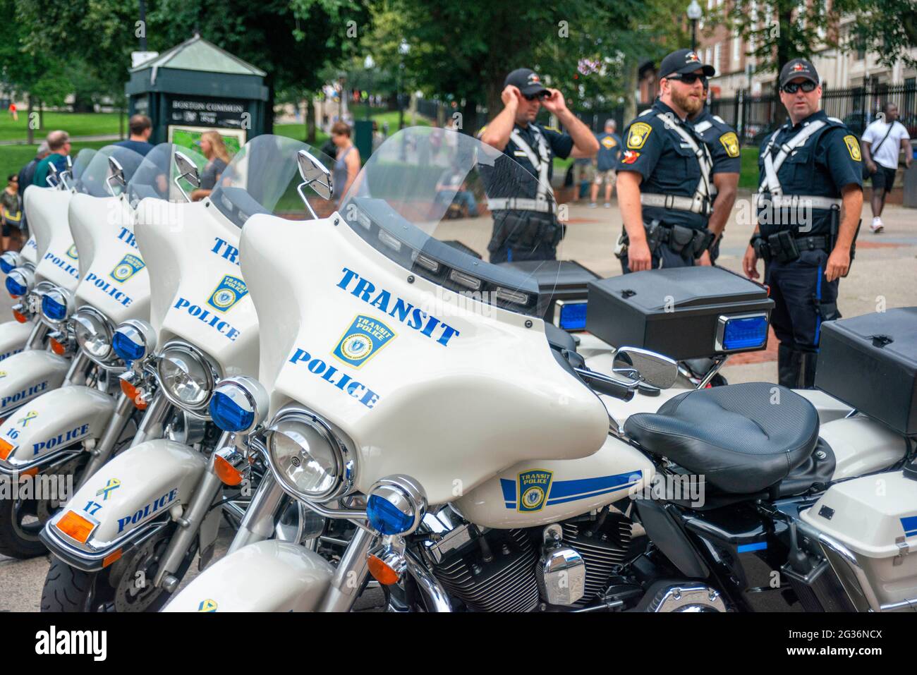 Boston Police Harley Davidson motorcycle parked in Park Street Church ...