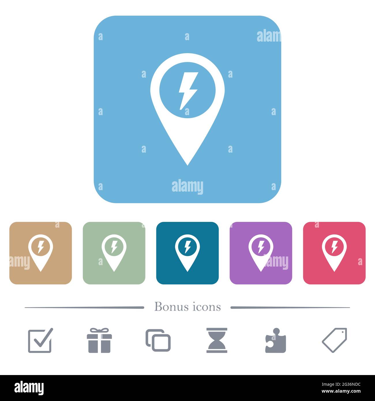 Fast approach GPS map location white flat icons on color rounded square ...