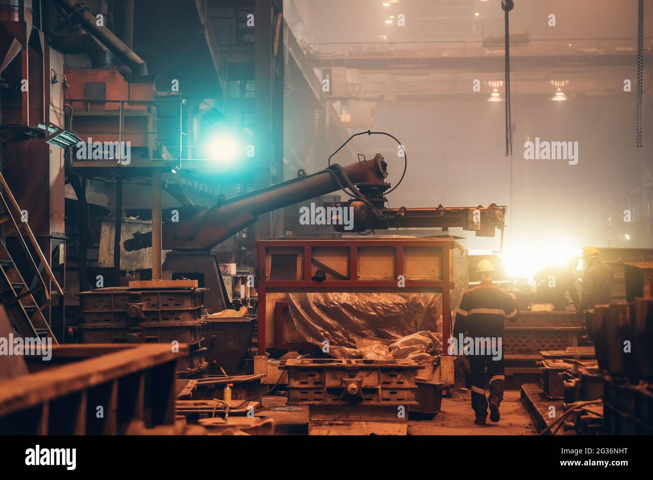 Heavy industry background. Metallurgical production. Factory machinery ...