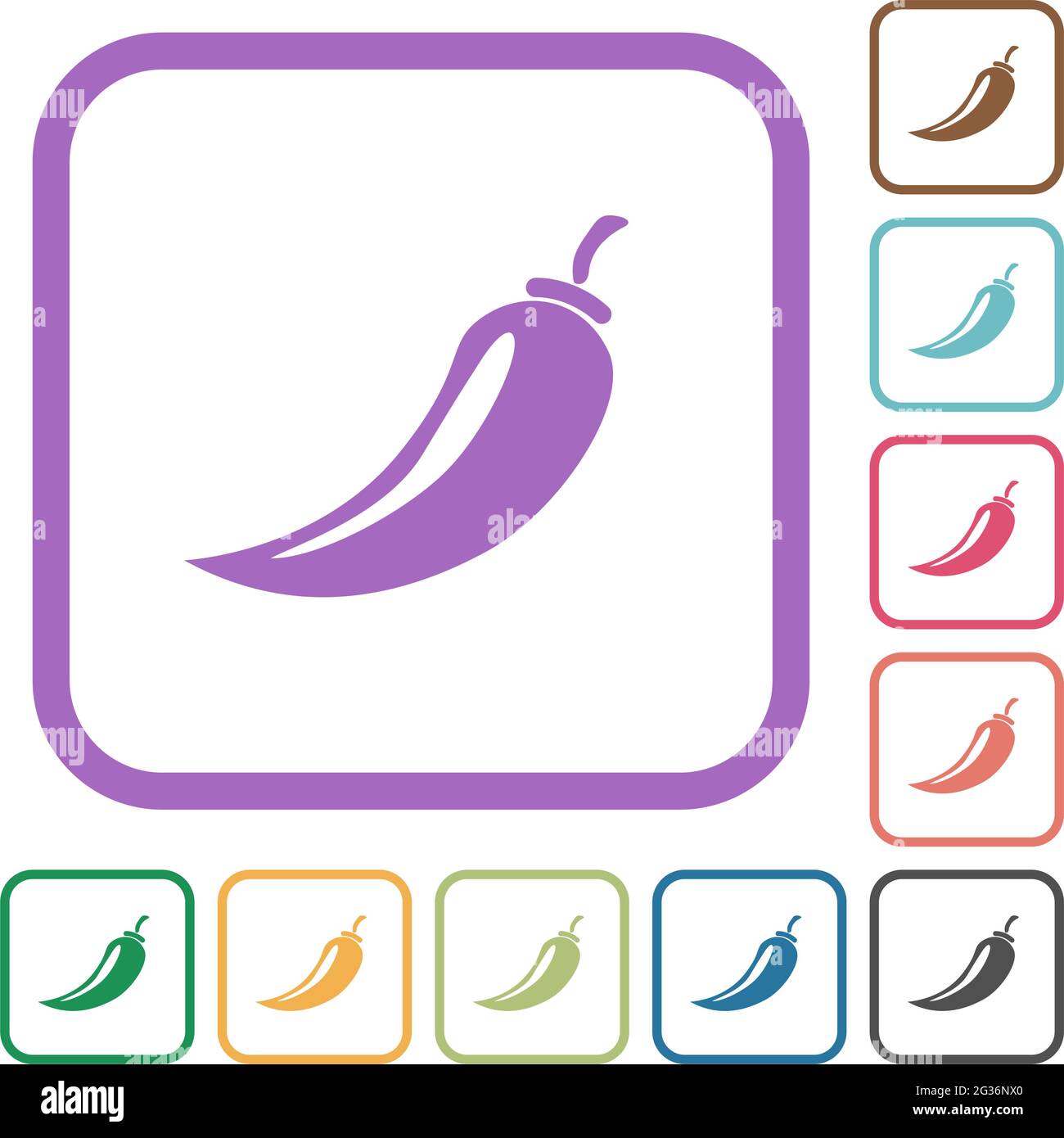 Chili pepper simple icons in color rounded square frames on white background Stock Vector Image ...