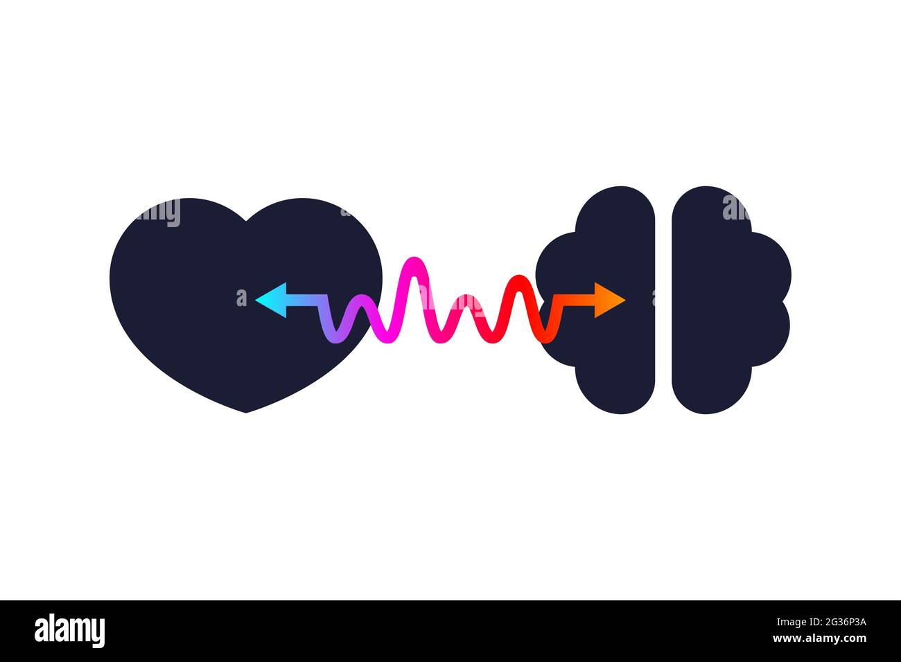 Heart brain and arrow. Harmony icon. Mental health concept ...